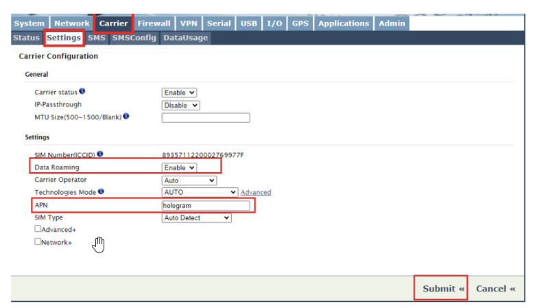 How to switch your Cell Modem to a Hologram SIM card